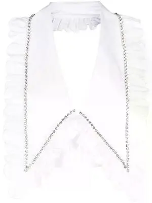 AREA Embellished Cropped Top - White