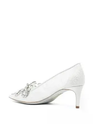 Rene Caovilla Veneziana 60mm Lace Pumps - Silver