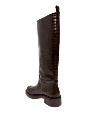 STUART WEITZMAN Crocodile-embossed Calf Leather Boots