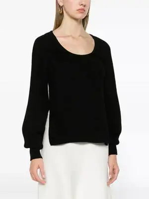 Loulou De Saison Cashmere Ribbed Knit U-neck Sweater - Black