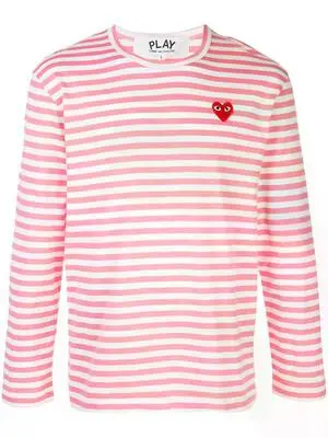 Play Comme Des Garcon Striped Logo T-shirt