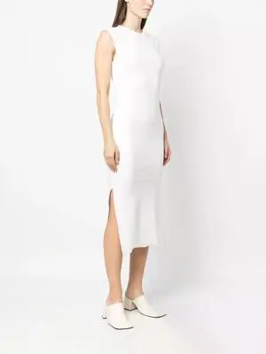 THOM KROM Sleeveless Crewneck Midi Dress - White