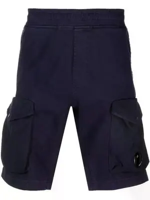 C.P. COMPANY Cotton Cargo Shorts With Lens Detail - Blue