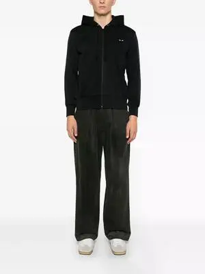 Play Comme Des Garcon Heart Patch Zip-up Hoodie - Black