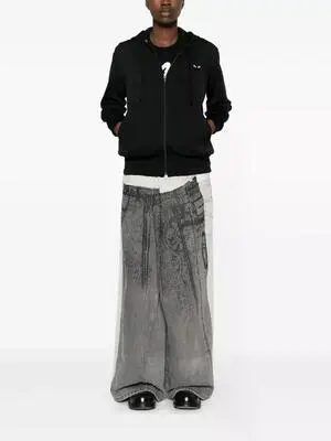 Play Comme Des Garcon Heart Patch Zip-up Hoodie - Black