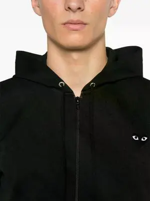 Play Comme Des Garcon Heart Patch Zip-up Hoodie - Black