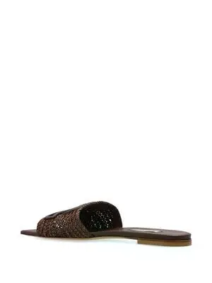 Casadei Portofino Woven Raffia Slides