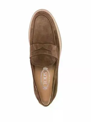 TOD'S Woven Trim Penny Loafers