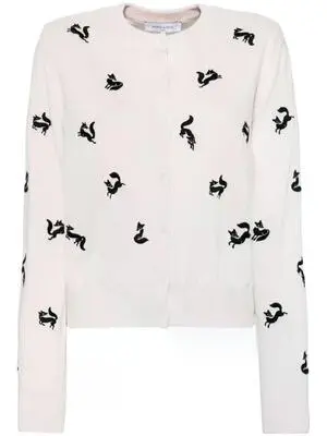 MAISON KITSUNÉ Maison Kitsuné Fox Embroidered Wool Blend Cardigan