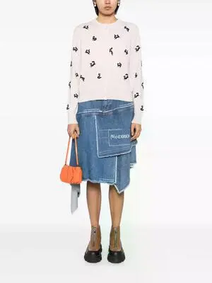Maison Kitsuné Fox Embroidered Wool Blend Cardigan