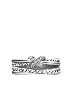 David Yurman Sterling Crossover Diamond Band Ring