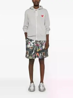 Play Comme Des Garcon Mélange Effect Cotton Hoodie