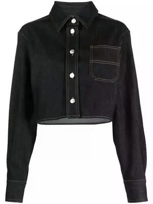 Remain Birger Christensen Cropped Denim Shirt - Black