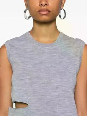 Fendi Sleeveless Crewneck Top With Ff-pattern Detail