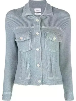 BARRIE Contrast-stitch Knitted Jacket - Blue