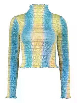 AMY CROOKES Gradient Effect Mock Neck Top - Blue