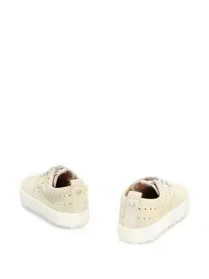 VOLTA Suede Perforated Lace-up Sneakers - Neutrals