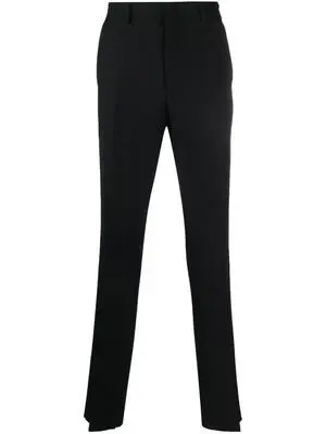 Fendi Tailored Trousers With Ff Logo Plaque - Black