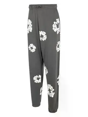 DENIM TEARS Rhinestone Cotton Wreath-print Track Pants - Grey