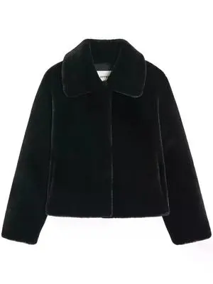 Apparis Faux Fur Jacket With Wide Collar - Black