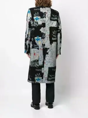 MISBHV Graphic-print Double-breasted Virgin Wool Blend Coat