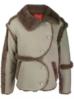 Eckhaus Latta Sage Wool Blend Fleece Trimmed Jacket