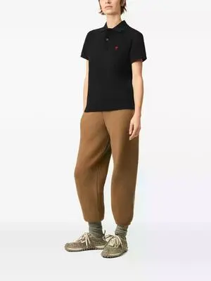AMI Paris De Coeur Piqué Polo Shirt - Black
