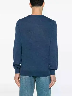 Polo Ralph Lauren Fine Knit Crew Neck Sweater With Embroidered Logo - Blue