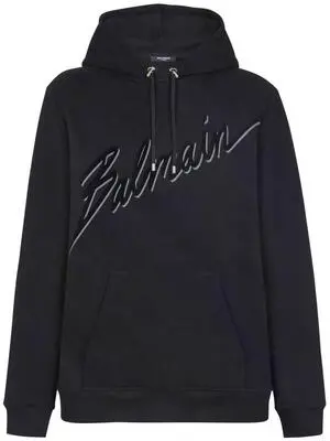 Balmain Flocked-logo Hoodie - Black