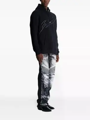 Balmain Flocked Logo Hoodie