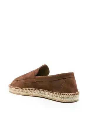 SCAROSSO Suede Espadrille Slip-on Shoes - Brown