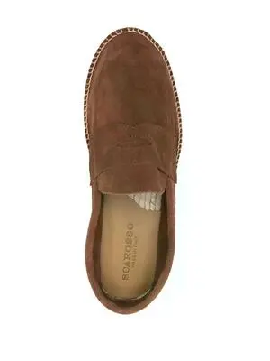 SCAROSSO Suede Espadrille Slip-on Shoes - Brown