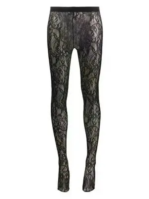 Wardrobe.NYC Corded Lace Tights - Black