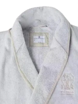 Brunello Cucinelli Logo-embroidered Bath Robe - Grey