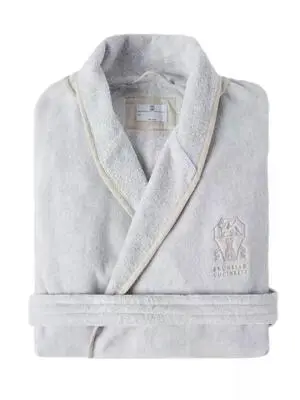 Brunello Cucinelli Logo-embroidered Bath Robe - Grey