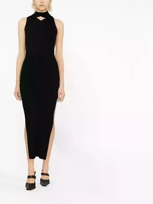 COURREGES Cut-out Ribbed Midi Dress