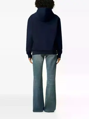 AMI Paris De Coeur Embroidered Cotton Hoodie - Blue
