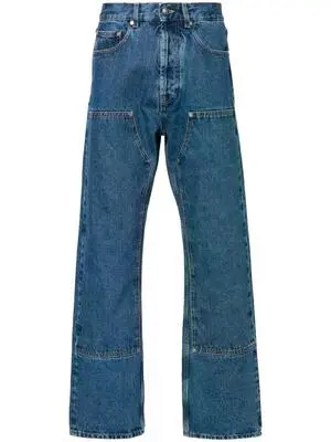 Palm Angels Logo-embossed Straight-leg Jeans