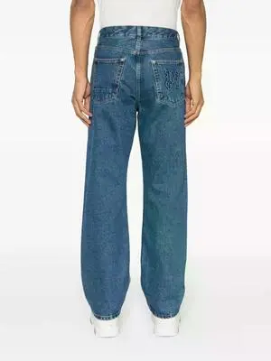Palm Angels Logo-embossed Straight-leg Jeans