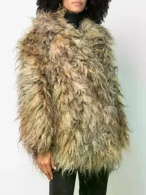 Lanificio Becagli Faux Fur Oversize Coat - Neutrals