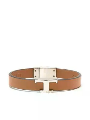 TOD'S Logo-plaque Leather Bracelet - Brown