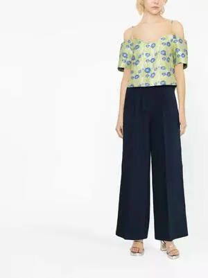 GANNI Floral Jacquard Off-shoulder Blouse
