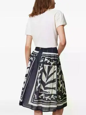 TWINSET Floral Print Pleated Midi Skirt