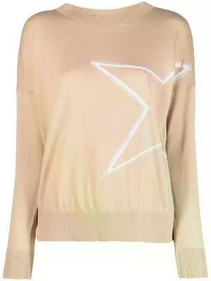 Lorena Antoniazzi Star Appliqué Boat Neck Jumper - Brown