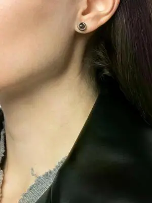 PARTS OF FOUR Oxidised Sterling Diamond Single Earring - Silver