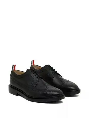 Thom Browne Longwing Pebble-grain Brogue Derby Shoes - Black