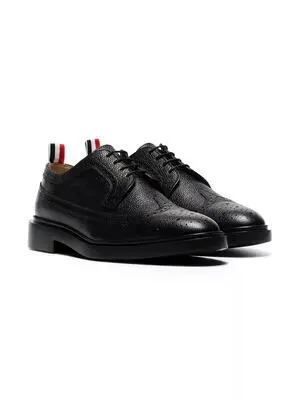 Thom Browne Longwing Pebble-grain Brogue Derby Shoes - Black