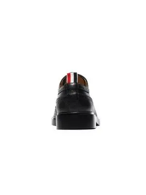 Thom Browne Longwing Pebble-grain Brogue Derby Shoes - Black
