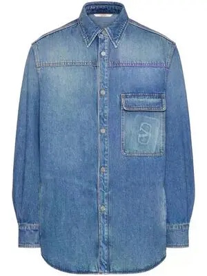 Valentino Garavani Vlogo Signature Denim Shirt - Blue