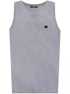 Dolce & Gabbana Sleeveless Crew Neck T-shirt With Logo Plaque